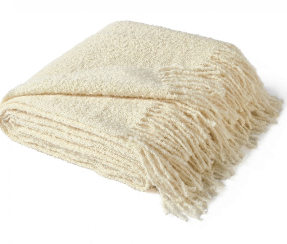 Ivory Boucle Fringed Alpaca Throw | Ultimate Sheepskin